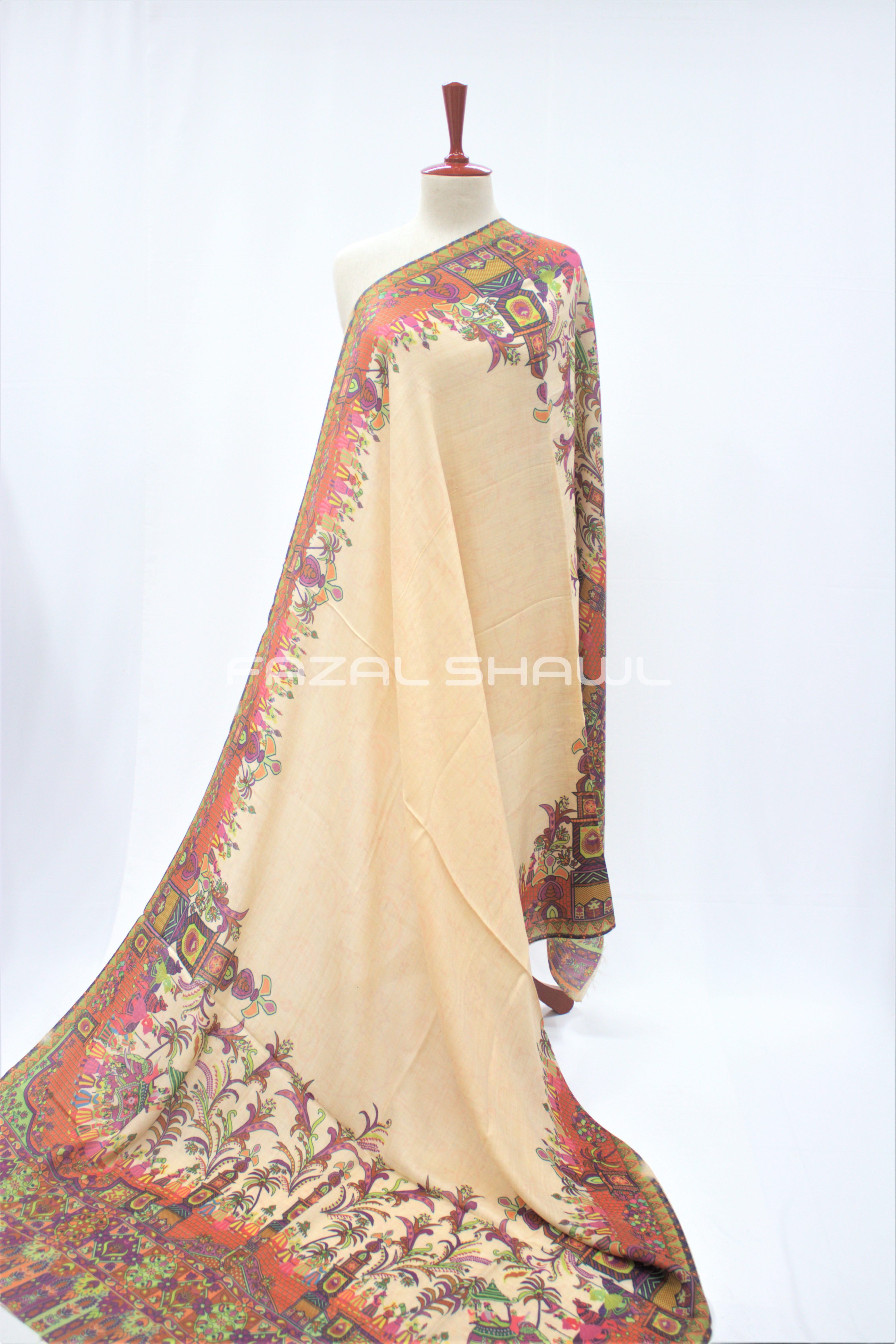 Kalamkar Border Print – Fazal Shawl